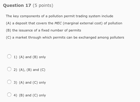 Solved The key components of a pollution permit trading | Chegg.com