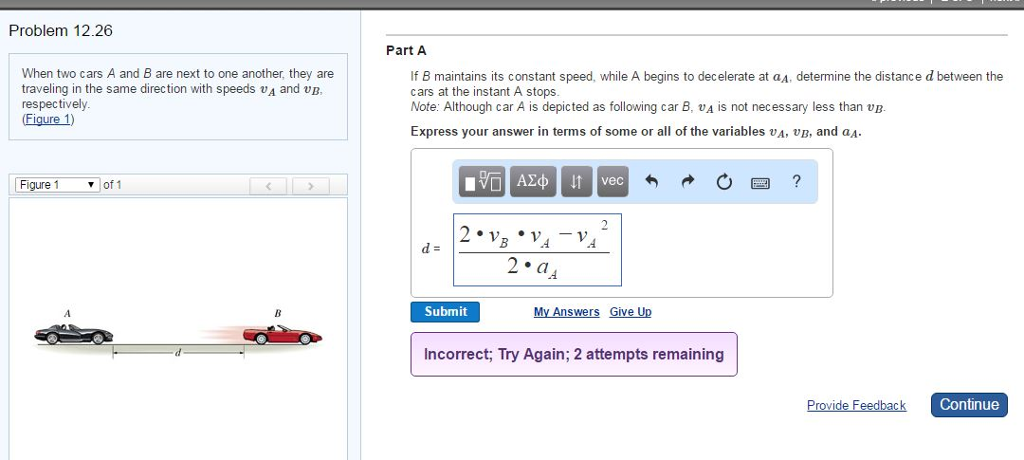 Solved Problem 12.26 When two cars A and B are next to one | Chegg.com