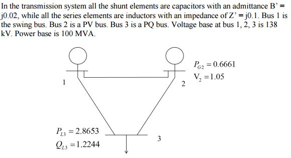 In the transmission system all the shunt elements are | Chegg.com
