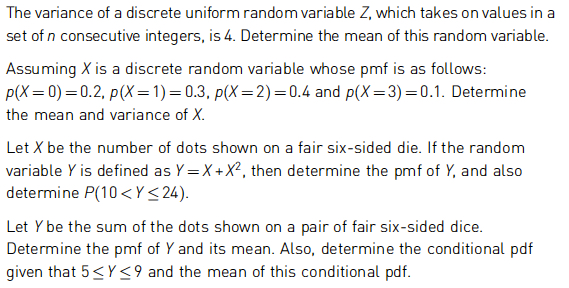Solved The variance of a discrete uniform random variable Z, | Chegg.com