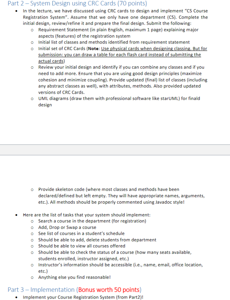 Part 2 System Design Using CRC Cards 70 Points In Chegg part-2-system-design-using-crc-cards-70-points-in-chegg