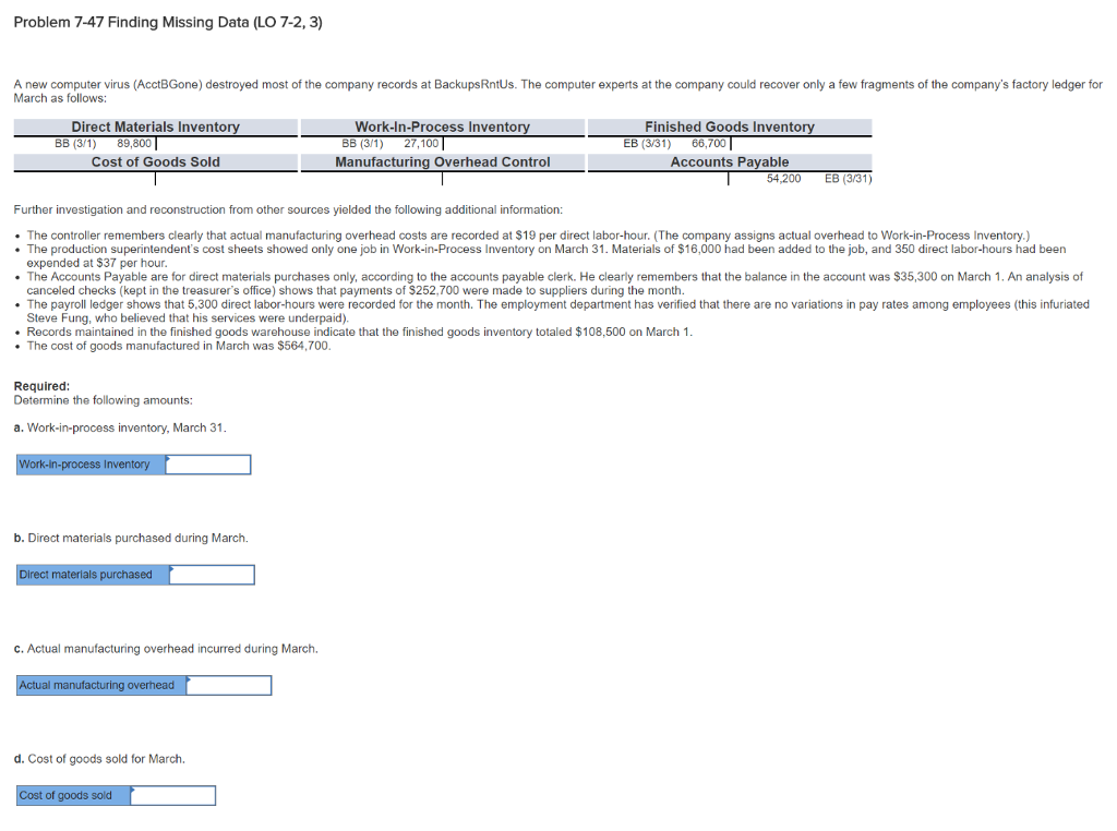Solved Problem 7-47 Finding Missing Data (LO 7-2, 3) A new | Chegg.com