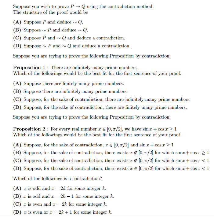 Solved Suppose you wish to prove P → Q using the | Chegg.com