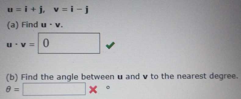 Solved (a) Find u v. (b) Find the angle between u and v to | Chegg.com