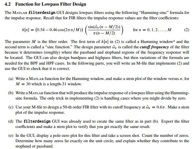 The MATLAB filterdesign GUI designs lowpass filters | Chegg.com