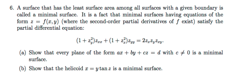 Solved A surface that has the least surface area among all | Chegg.com