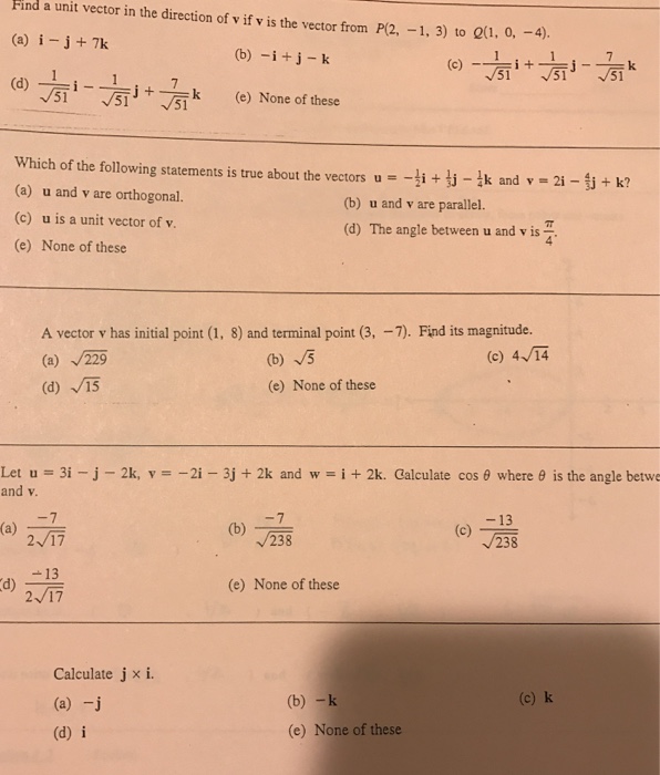 Solved Find A Unit Vector In The Direction Of V If V Is The