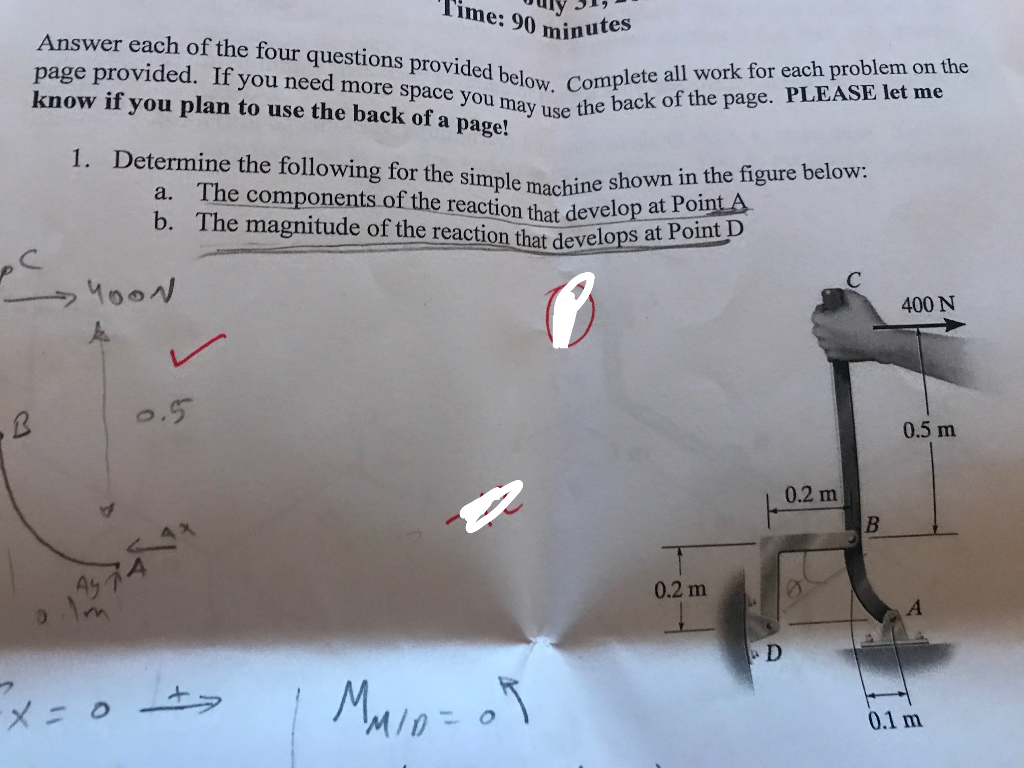 Solved Determine the following for the simple machine shown | Chegg.com