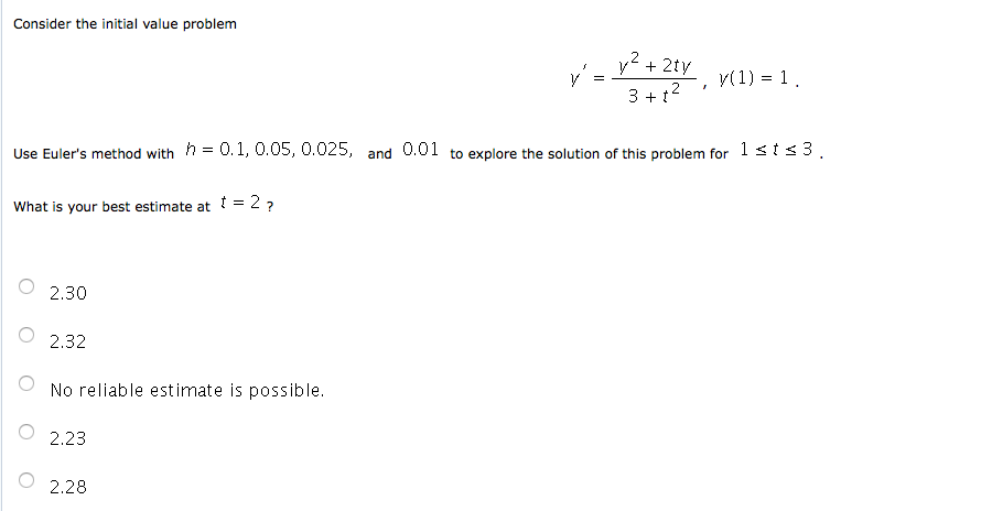 Solved Consider the initial value problem y' = y^2 + 2ty/3 | Chegg.com