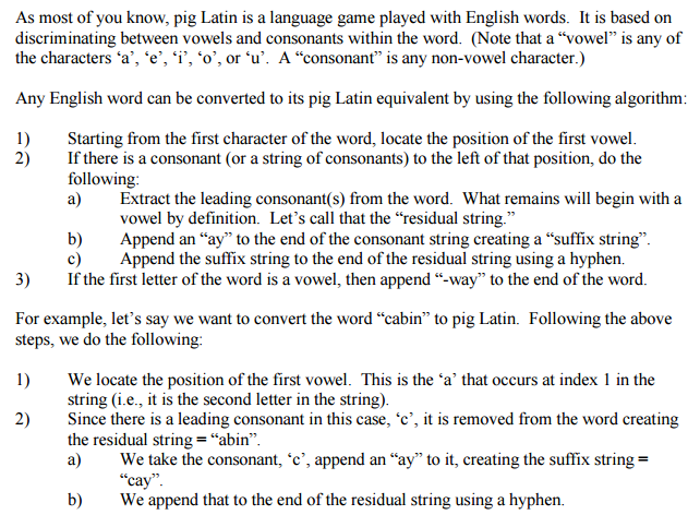 Solved As most of you know, pig Latin is a language game | Chegg.com