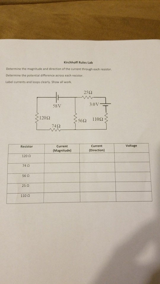 Solved Kirchhoff Rules Lab Determine the magnitude and | Chegg.com
