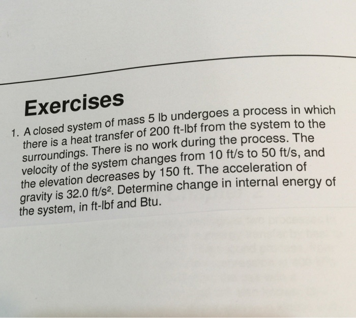 Solved A closed system of mass 5 lb undergoes a process in | Chegg.com