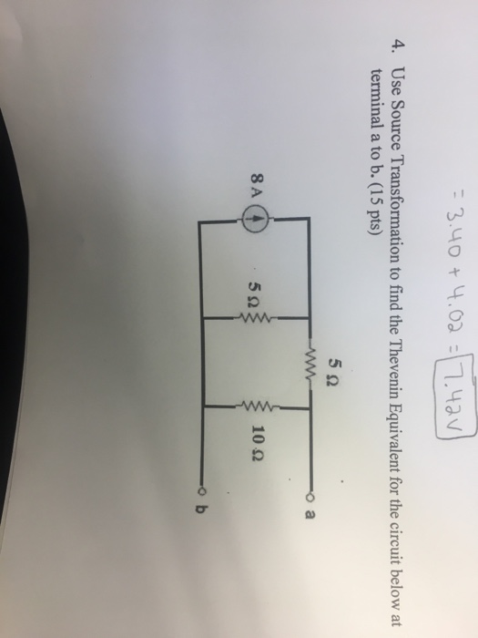 Solved Use Source Transformation to find the Thevenin | Chegg.com