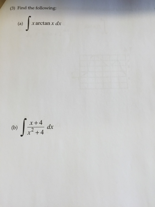 Solved Find the following: integral x arctan x dx integral | Chegg.com