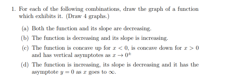 Solved 1. For each of the following combinations, draw the | Chegg.com