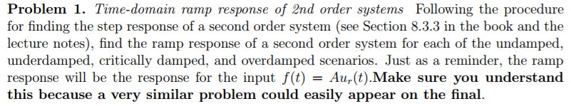 Solved Time-domain ramp response of 2nd order systems | Chegg.com