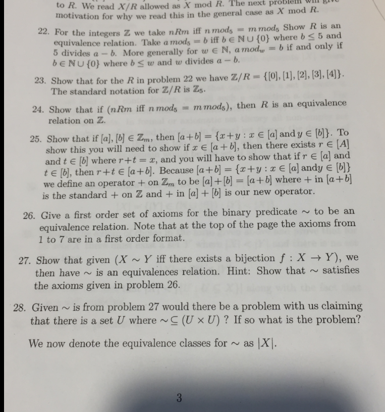 Solved For the integers Z we take nRm iff n mod_5 = m mod_5 | Chegg.com