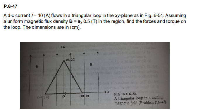 Solved A d-c current I = 10 (A) flows in a triangular loop | Chegg.com