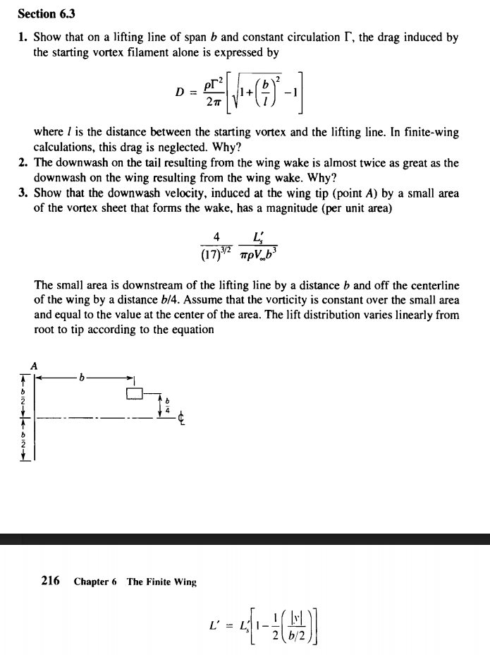 Solved Section 6.3 I. Show that on a lifting line of span b | Chegg.com