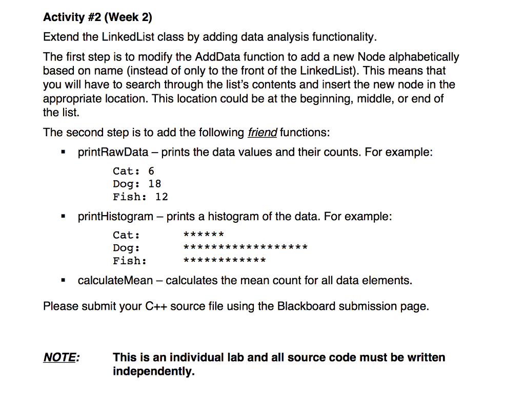 Solved Activity 2 Week 2 Extend The Linkedlist Class B
