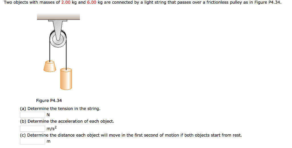 Solved Two Objects With Masses Of 2 00 Kg And 6 00 Kg Are