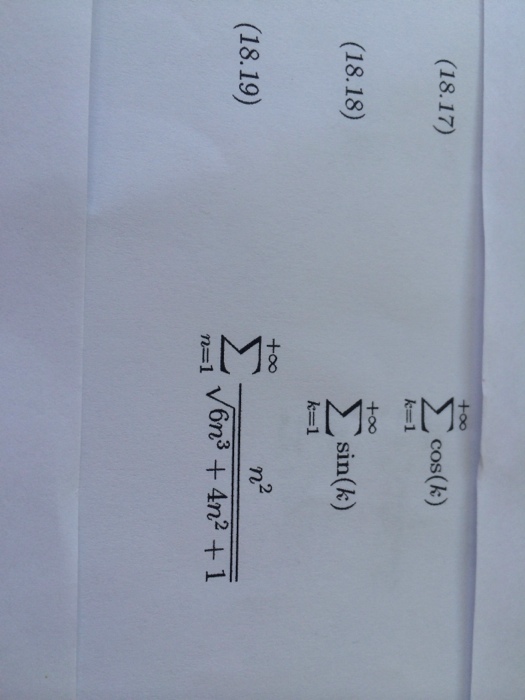Solved Sum k = 1 to + infinity cos(k) Sum k = 1 to + | Chegg.com