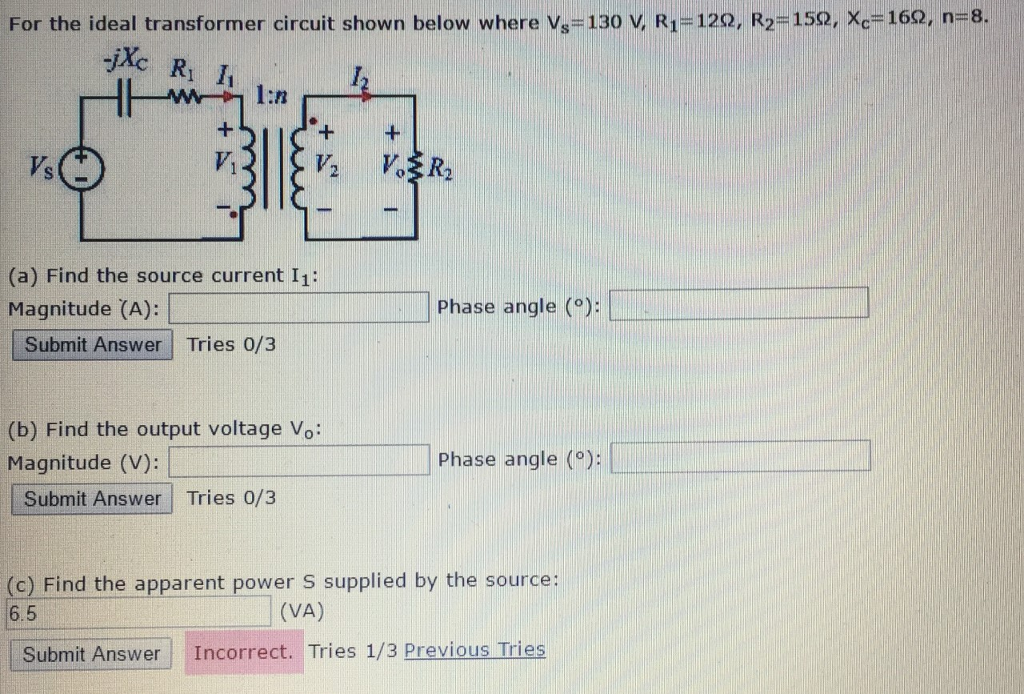 Solved For the ideal transformer circuit shown below where | Chegg.com
