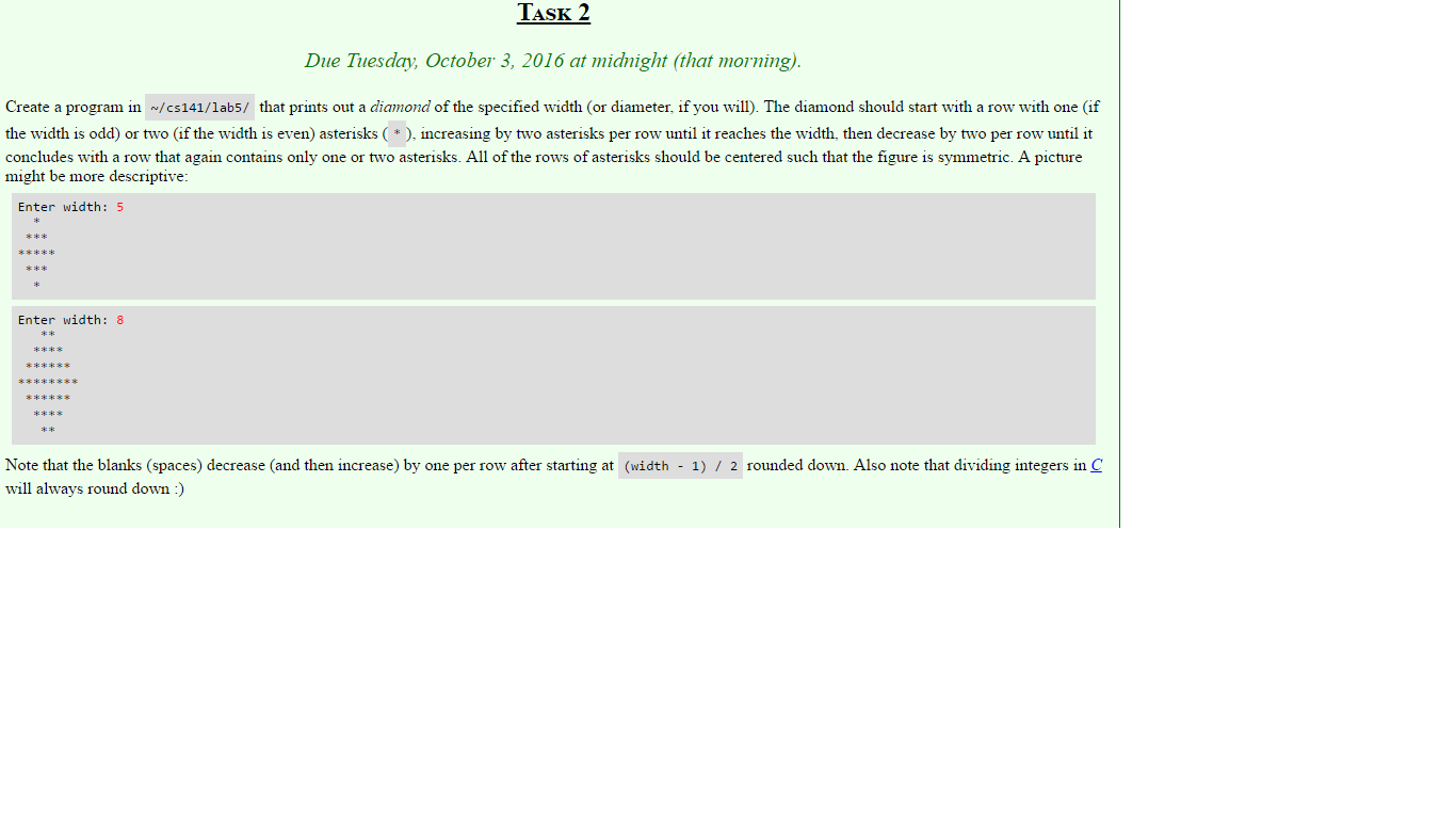 Solved Create a program in ~/cs141/lab5/that prints out a | Chegg.com