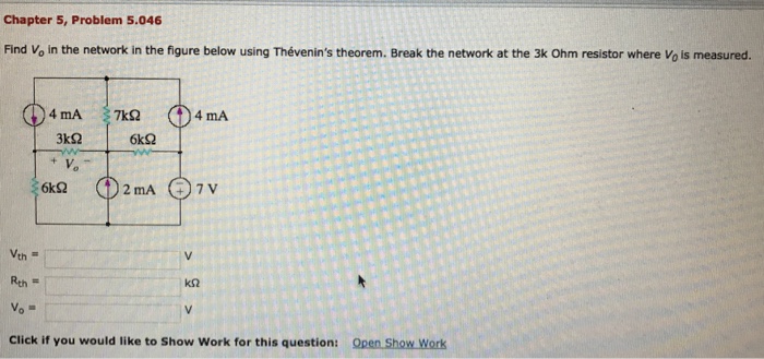 Solved Chapter 5, Problem 5.046 Find Vo in the network in | Chegg.com