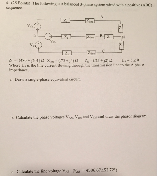 Solved The following is a balanced 3-phase system wired with | Chegg.com