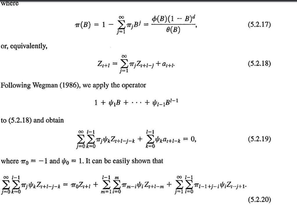 5.2.2 Minimum Mean Square Error Forecasts for ARIMA | Chegg.com
