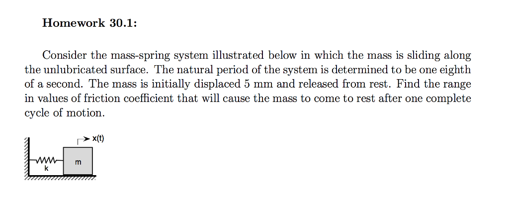 Solved Homework 30.1: Consider the mass-spring system | Chegg.com