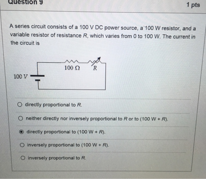 Solved A series circuit consists of a 100 V DC power source, | Chegg.com