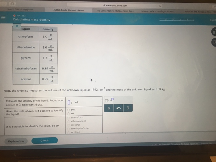Solved Next, the chemist measures the volume of the | Chegg.com