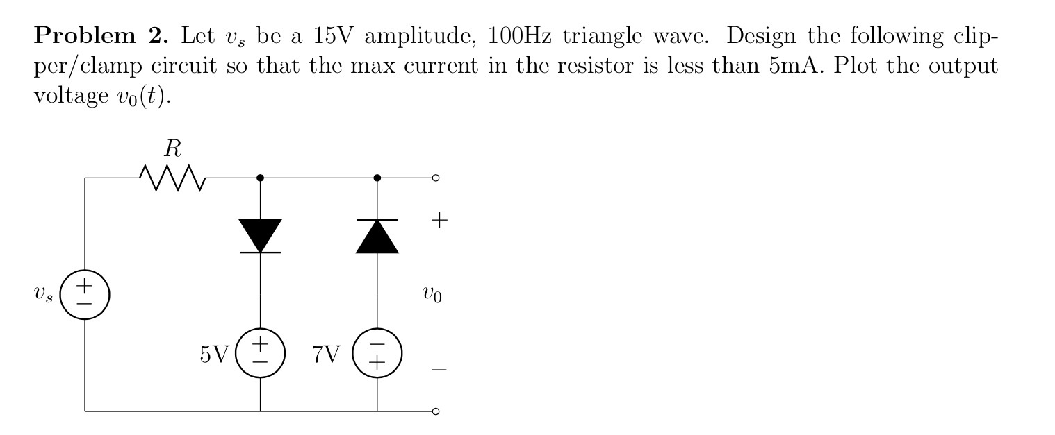 Solved Let vs be a 15V amplitude, 100Hz triangle wave. | Chegg.com