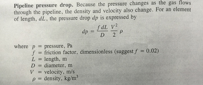 Solved For a natural gas pipeline. How to calculate the | Chegg.com