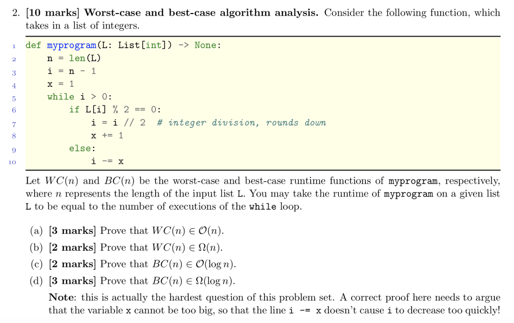 Solved 2 10 Marks Worst case And Best case Algorithm Chegg
