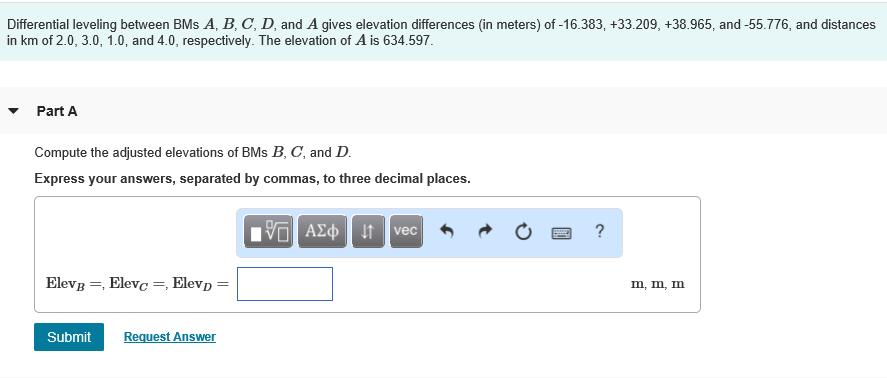 Solved Differential leveling between BMs A, B,C, D, and A | Chegg.com