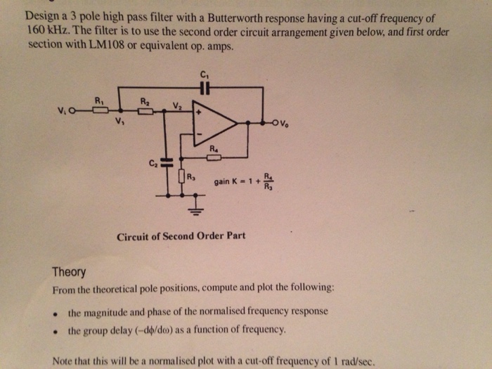 Solved Design A 3 Pole High Pass Filter With A Butterworth 
