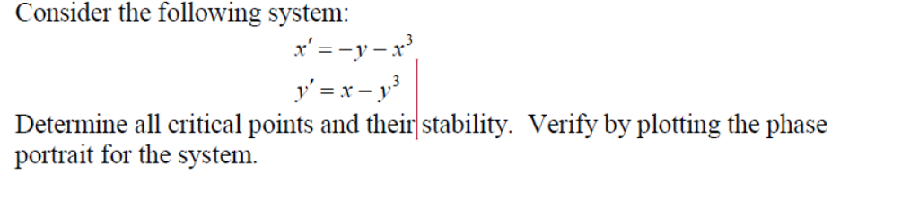 Solved Consider the following system: Determine all critical | Chegg.com