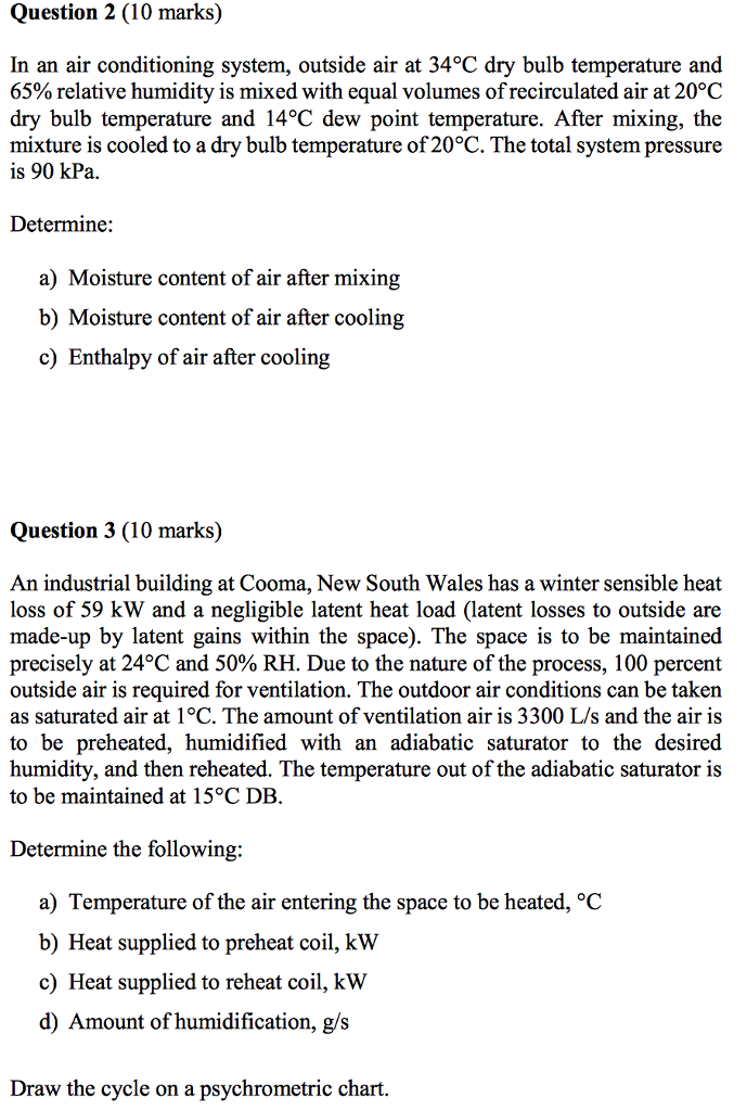 Solved In an air conditioning system, outside air at 34 | Chegg.com