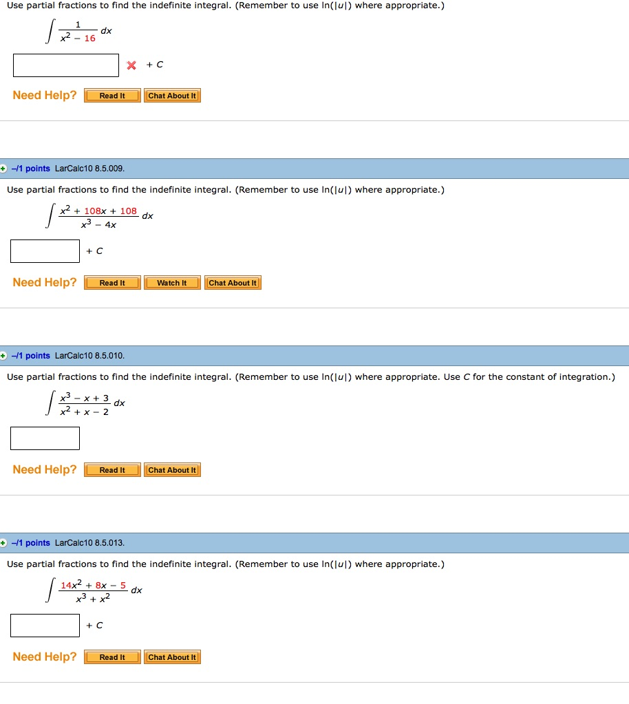 Solved Use Partial Fractions To Find The Indefinite Integ Chegg solved-use-partial-fractions-to-find-the-indefinite-integ-chegg