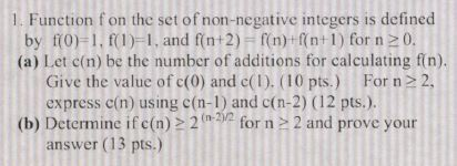 Function f on the set of non-negative integers is | Chegg.com