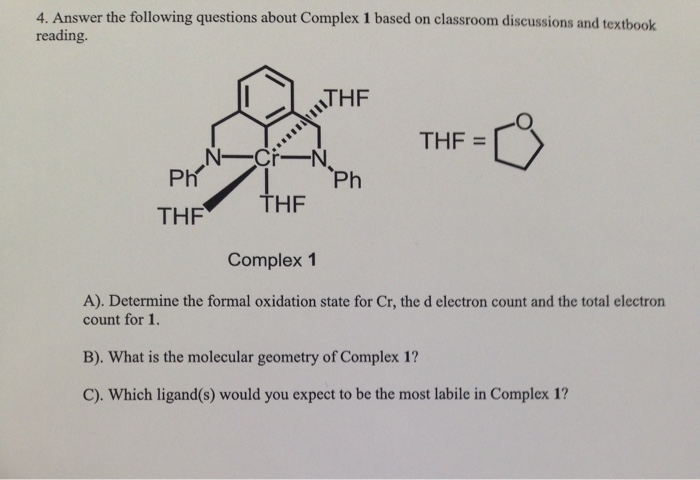 Solved Answer the following questions about Complex 1 based | Chegg.com