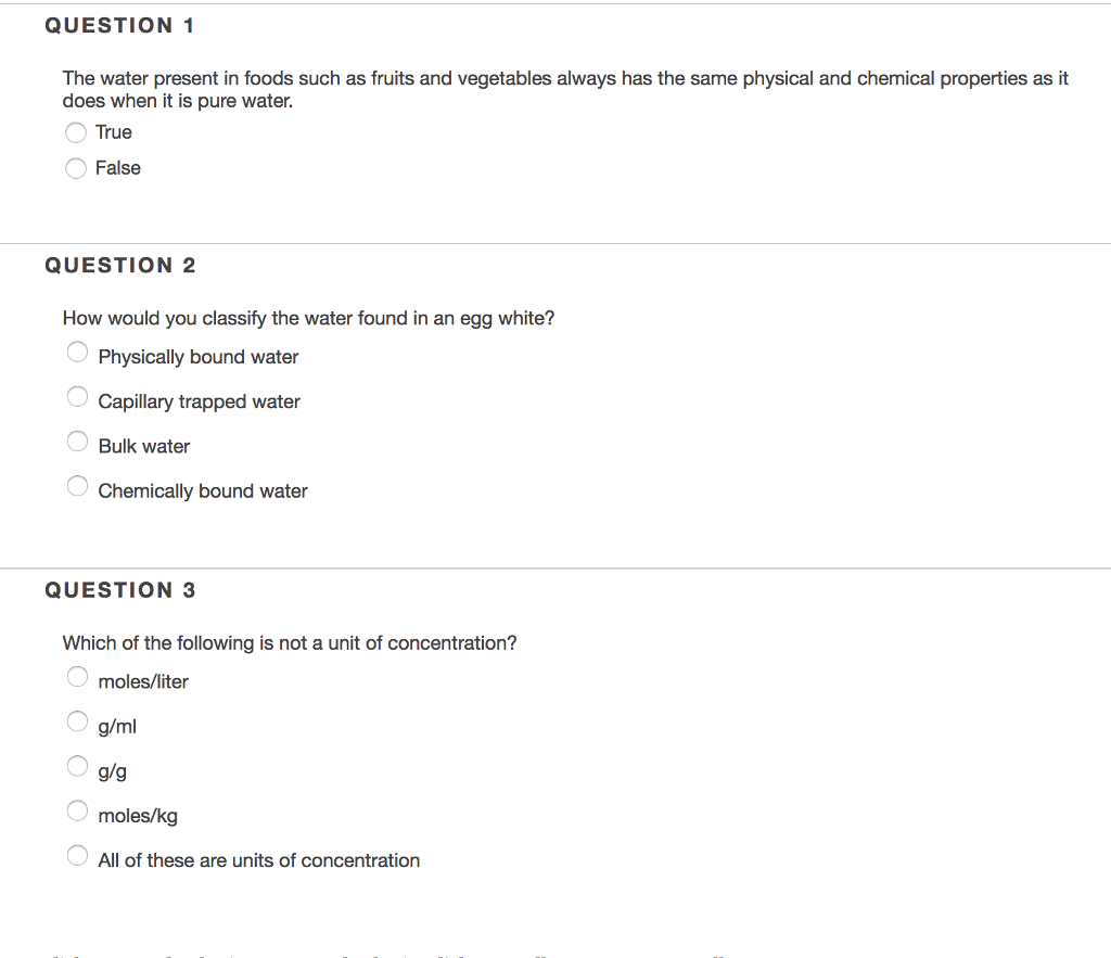 Solved The water present in foods such as fruits and | Chegg.com