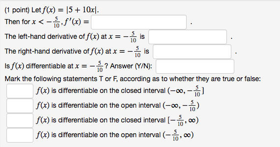 Solved (1 point) Letf(x) = 15 + 10x1. Then for x Solved (1 point) Letf(x) = 15 + 10x1. Then for x