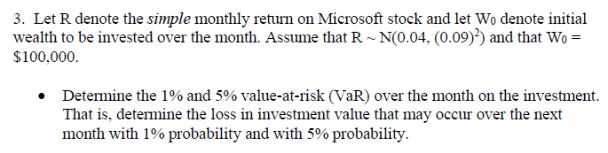 Solved 3 Let R Denote The Simple Monthly Return On 9733