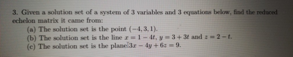 Solved 3. Given a solution set of a system of 3 variables | Chegg.com