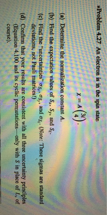 Solved An Electron Is In The Spin State X A Matrix