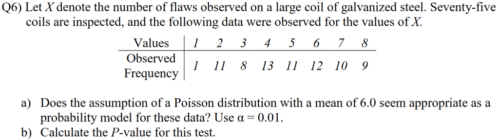 Solved Q6) Let X denote the number of flaws observed on a | Chegg.com